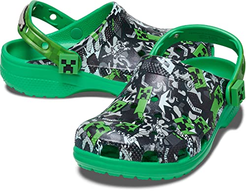 Crocs Classic Minecraft Clogs, Multi Black, 13 US Unisex Little Kid