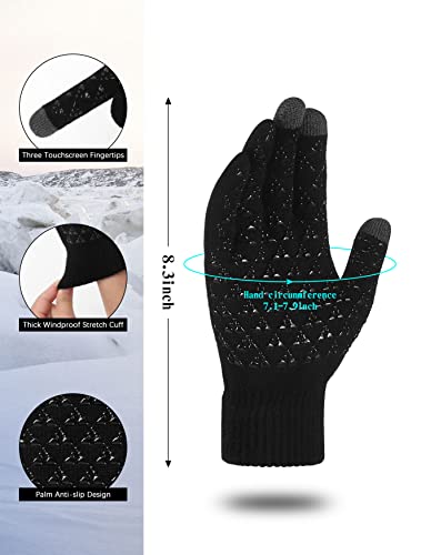 Gaoport Winter Knit Gloves Touchscreen fingers Anti-Slip Warm Elastic Texting Smart Phone Gloves for Women and Men