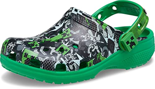 Crocs Classic Minecraft Clogs, Multi Black, 13 US Unisex Little Kid