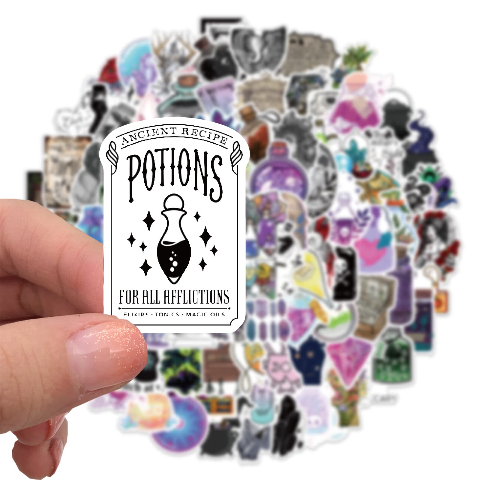 MKZ 200PCS Boho Witchy Apothecary Stickers Witch Sticker Tarot Goth Waterproof Toy Decals for Kid Girl Gift,(FE081FE082GT146GT147)