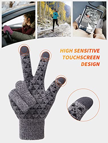 Gaoport Winter Knit Gloves Touchscreen fingers Anti-Slip Warm Elastic Texting Smart Phone Gloves for Women and Men
