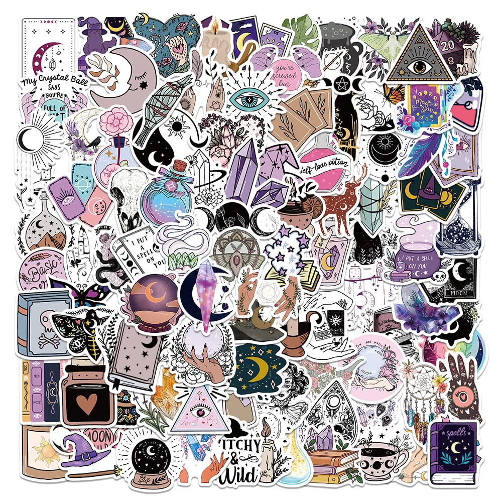 MKZ 200PCS Boho Witchy Apothecary Stickers Witch Sticker Tarot Goth Waterproof Toy Decals for Kid Girl Gift,(FE081FE082GT146GT147)