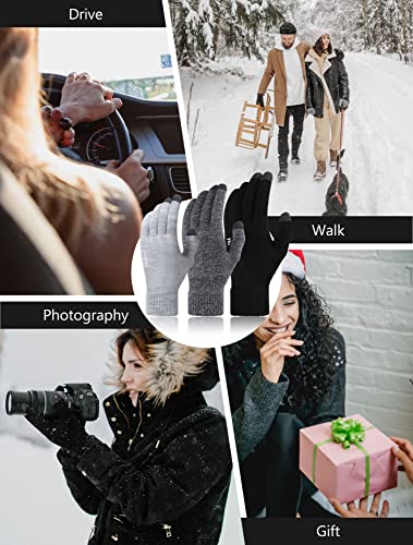 Gaoport Winter Knit Gloves Touchscreen fingers Anti-Slip Warm Elastic Texting Smart Phone Gloves for Women and Men