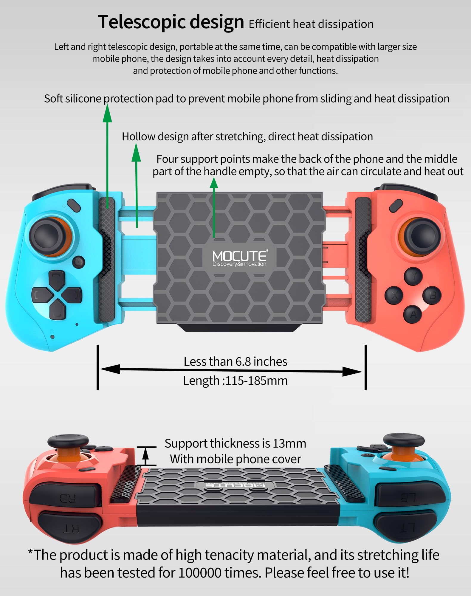 Joso Mobile Game Controller for iPhone, Android, PC, Steam, Direct Play, 15 Hours Playtime, Phone Controller Gamepad Joystick for iPhone 14 13 12 Pro Max, Galaxy S23 S22 Ultra, iPad, Tablet, MFi Games