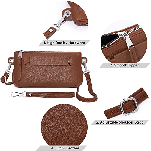 Badiya Small Crossbody Bag for Women, Cell Phone Wallet Purse, Travel Shoulder Handbag with Removable Strap & Wristlet