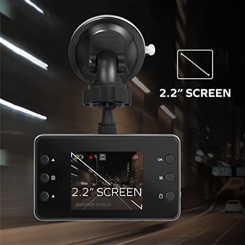 COBY High-Definition Car Dash cam | 1080P HD Wide-Angle Lens Car Camera | Night Vision Camera Recording & Motion Detector | 2.2β Display Dashcam | Auto On/Off & Loop Recording Micro SD | Plug-and-Play