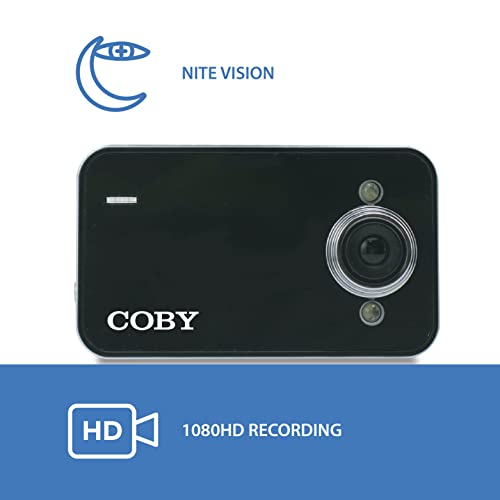 COBY High-Definition Car Dash cam | 1080P HD Wide-Angle Lens Car Camera | Night Vision Camera Recording & Motion Detector | 2.2β Display Dashcam | Auto On/Off & Loop Recording Micro SD | Plug-and-Play