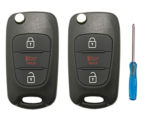 Horande Folding Flip Replacement Key Fob Cover Case fit for 2010-2014 Kia Soul Rio Sportage Keyless Entry Key Fob Shell (Pack2)