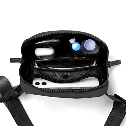 AslabCrew 2-Way Zipper Unisex Belt Bag with Adjustable Strap Fanny Packs Mini Waist Pouch for Outdoor Hiking Running Travel, Black