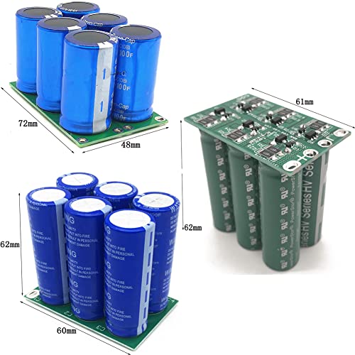 2.7V 100F Farad Capacitor 6PCS/1Set, Super Capacitor 16V 16.6F Automotive Super Farad Capacitor Module with Protective Board (Style 1 Double)