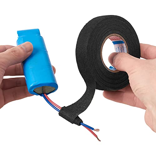HSTECH 5 Rolls Wire Loom Harness cloth Tape, Speaker Wiring Harness Cloth Tape, Black Adhesive Fabric Tape, for Automobile Electrical Wire harnessing Noise Dampening Heat Proof(Width 0.35In to 1.25In)