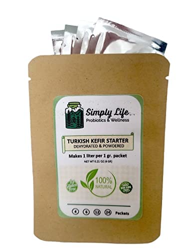 Turkish Kefir Starter Dehydrated & Powdered Milk Kefir Active Probiotic Cultures Starter - No Maintenance - Powder (6 Pack)