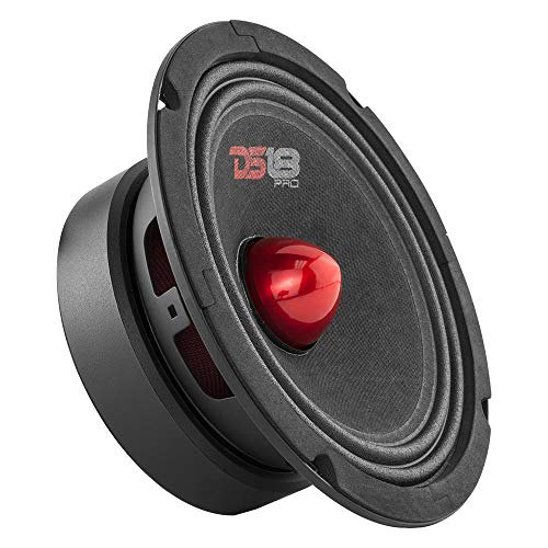 DS18 PRO-GM6.4B Loudspeaker - 6.5", Midrange, Red Aluminum Bullet, 480W Max, 4 Ohms,1.5" Kapton VC Premium Quality Audio Door Speakers for Car or Truck Stereo Sound System (1 Speaker)