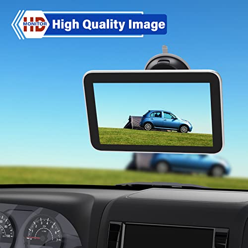 Nuoenx Solar Wireless Backup Camera for Truck, 3Mins No Wiring Installation, 6700 Solar Powered Battery Car Back Up Camera System with 7" Monitor, IP69K Waterproof License Plate Camera for Trailer/RV