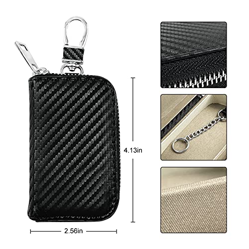 hcozy 2 Pack Faraday Cage Car Key Case RFID Key Fob Protector Anti-Theft Pouch Signal Blocking Key Bag Anti-Hacking Case Blocker Car RFID GPS Signal Shielding Bag for Car Keys(2 Pack Black), 6*10*6