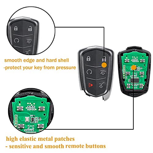 TOP-VIGOR 6 Buttons Smart Car Key Fob, 315Mhz Remote Key Fob Replacement HYQ2AB for Cadillac Escalade 2015-2019 for Cadillac Escalade ESV 2015-2020