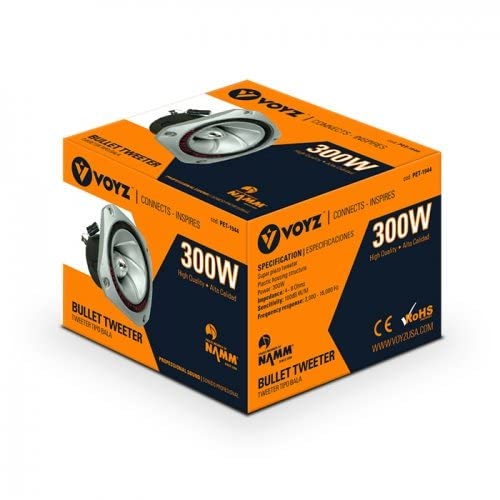 VOYZ 400 Watt 3.5β Piezo Super Horn Tweeters Aluminum Diaphragm 4-8 ohms - Silver Housing with Capacitor 1 Pair (2pcs) (PET-1944)