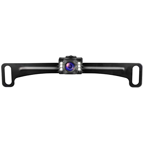 GLK Car Rear View Backup Camera HD License Plate Backup Camera with Wide View Angle 6 LED Night Vision Waterproof Front & Back up Camera, Guide Line On/Off