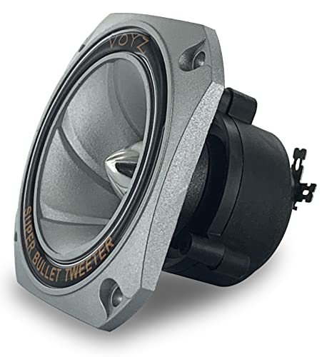 VOYZ 400 Watt 3.5β Piezo Super Horn Tweeters Aluminum Diaphragm 4-8 ohms - Silver Housing with Capacitor 1 Pair (2pcs) (PET-1944)