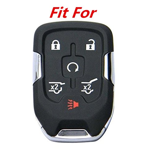 WFMJ Black Silicone Smart Remote 6 Buttons Key Case Cover Holder for 2015 2016 2017 GMC Sierra Yukon XL Chevrolet Tahoe Suburban