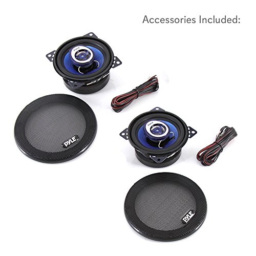 Pyle 4" Car Sound Speaker (Pair) - Upgraded Blue Poly Injection Cone 2-Way 180 Watt Peak w/ Non-fatiguing Butyl Rubber Surround 110 - 20Khz Frequency Response 4 Ohm & 3/4" ASV Voice Coil - PL42BL
