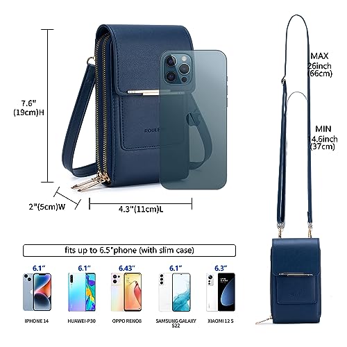 Roulens Small Crossbody Bag Cell Phone Purse for Women, Leather Shoulder Bag Wallet Purse with Credit Card Slots