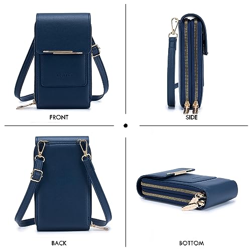 Roulens Small Crossbody Bag Cell Phone Purse for Women, Leather Shoulder Bag Wallet Purse with Credit Card Slots