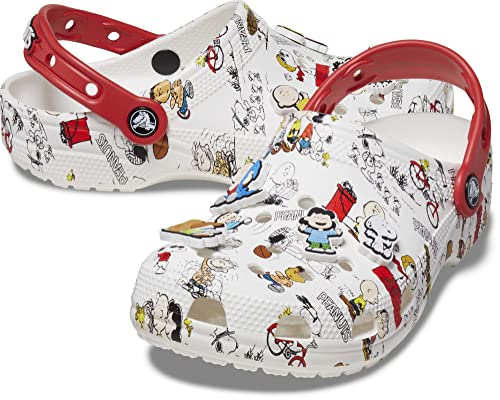 Crocs Unisex-Child Classic Peanuts Snoopy Clogs, White/Multi, 4 Toddler