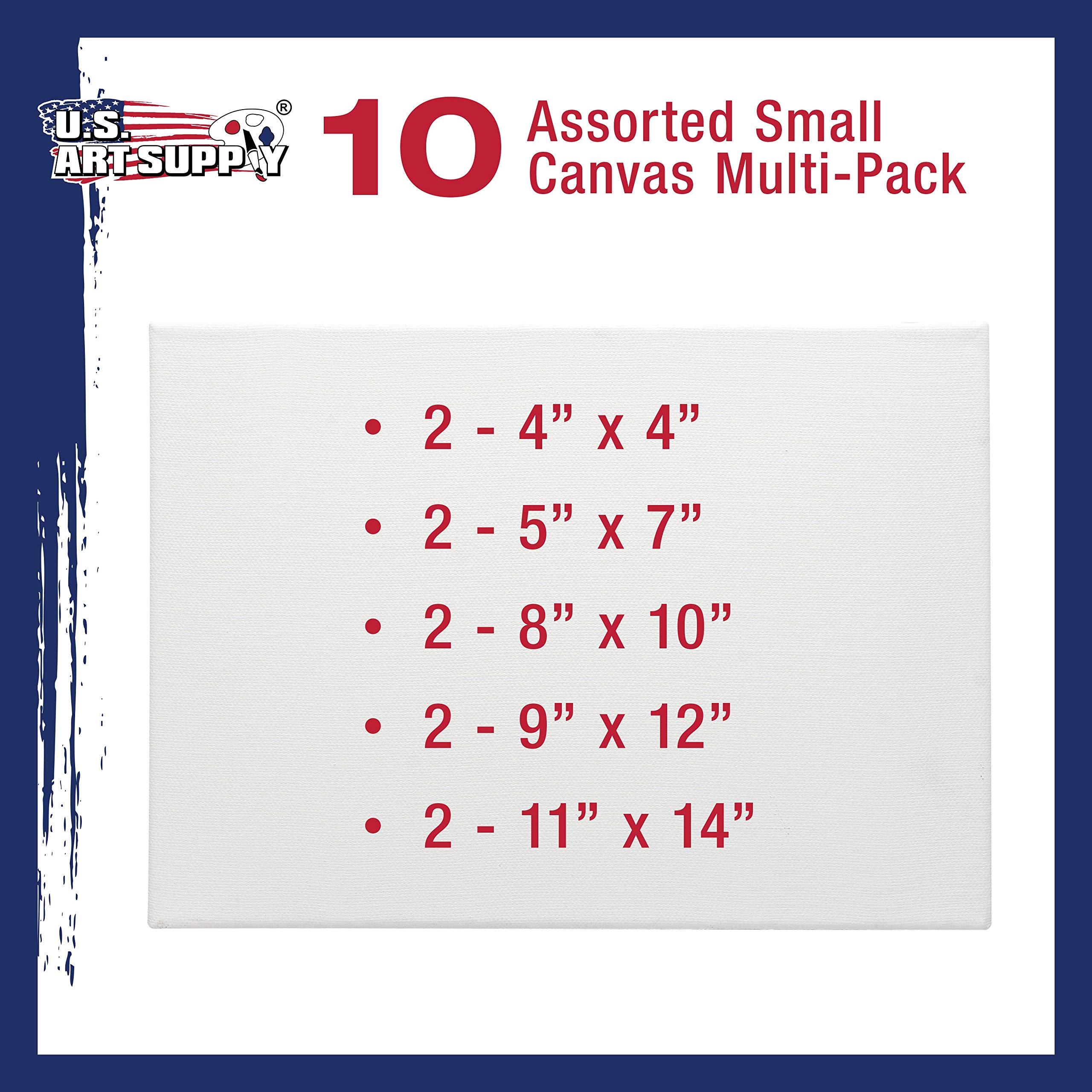 U.S. Art Supply Professional Quality Stretched Canvas, Pack of 5 Rectangular Sizes, 1 Each 5x7, 8x10, 11x14, 14x18, 18x24 Inches - 12-Ounce Primed, 3/4", 100% Cotton - Painting, Acrylic Pouring, Oil