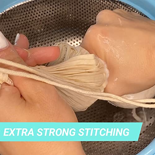 2 Pack Nut Milk Bag - Extra Large 14β X 14β 100% Unbleached Organic Cotton Cheesecloth Bags for Straining Cheese | Tea | Yogurt | Juice | Wine | Soup | Herbs, All Purpose Food Strainer w/Drawstring