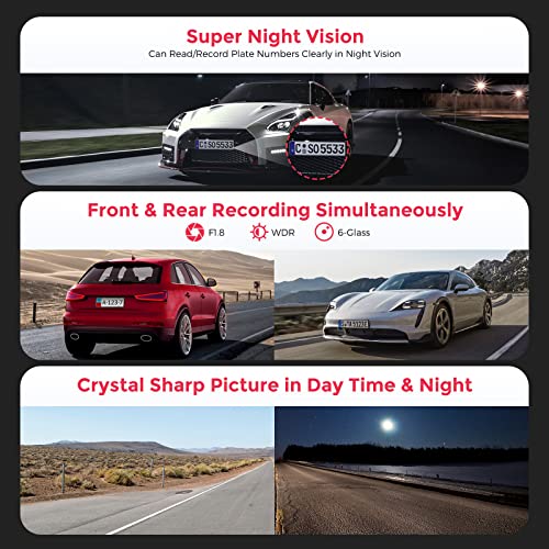 LINGDU LD03 12" Full Touch Screen Mirror Dash Cam with Detached Camera, Front and Rear Dual Cameras, Backup View Mirror Camera, FHD 1080P, Super Night Vision for Car, Includes Free 64GB Card & GPS