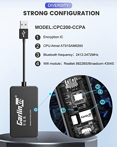 2023 CarlinKit Wireless CarPlay & Wireless Android Auto for Car with Android Head Unit System 4.4.0+,Built-in APK App,Online Upgrade.