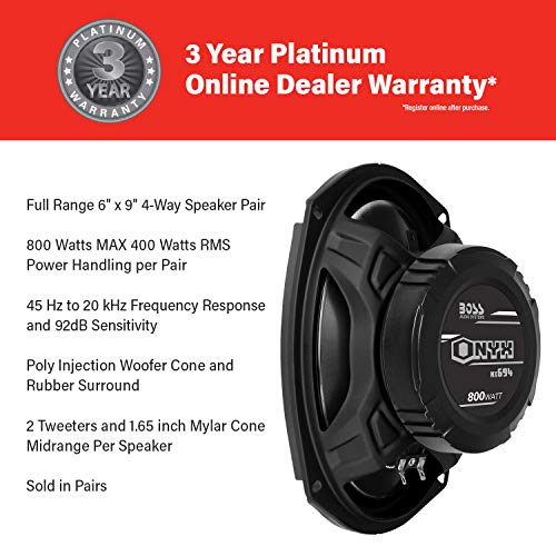 BOSS Audio Systems NX694 Car Speakers - 800 Watts Per Pair, 400 Watts Each, 6 x 9 Inch, Full Range, 4 Way, Sold in Pairs