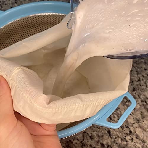 2 Pack Nut Milk Bag - Extra Large 14β X 14β 100% Unbleached Organic Cotton Cheesecloth Bags for Straining Cheese | Tea | Yogurt | Juice | Wine | Soup | Herbs, All Purpose Food Strainer w/Drawstring