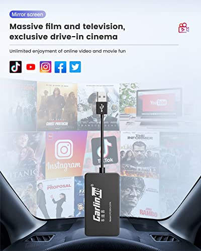 2023 CarlinKit Wireless CarPlay & Wireless Android Auto for Car with Android Head Unit System 4.4.0+,Built-in APK App,Online Upgrade.