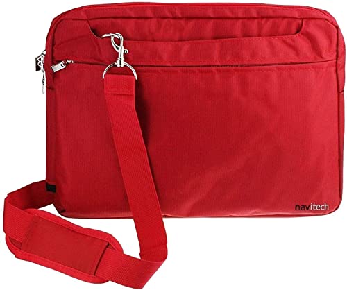 Navitech Red Sleek Water Resistant Travel Bag - Compatible with Yuhear 9.5" Portable DVD Player