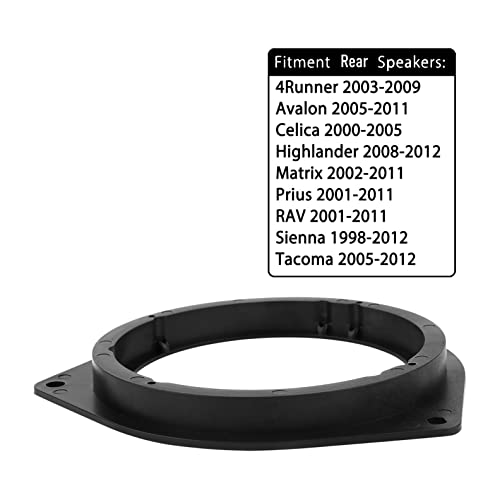 6.5" Car Speaker Spacers Adapter (2pcs) Fits for Toyota Crown Reiz, Plastic Black Mounting Spacer Adaptor Ring