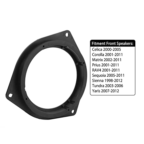 6.5" Car Speaker Spacers Adapter (2pcs) Fits for Toyota Crown Reiz, Plastic Black Mounting Spacer Adaptor Ring
