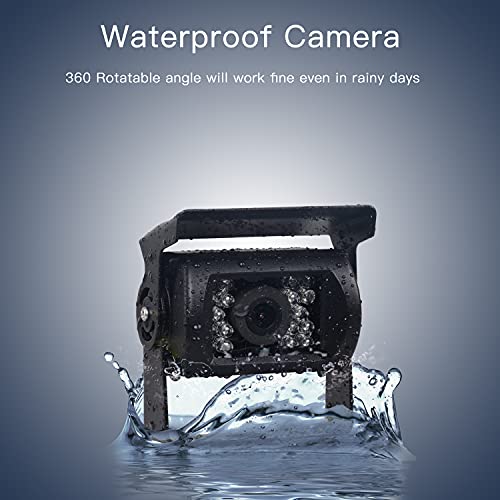 RV Backup Camera System, 7 inch 1080P HD Monitor Vehicle Backup Camera, Waterproof Rear View Camera with Night Vision 18 IR LED Reverse Truck Wired Back Up Camera for Cars/Trailer/Van/Jeep/SUV