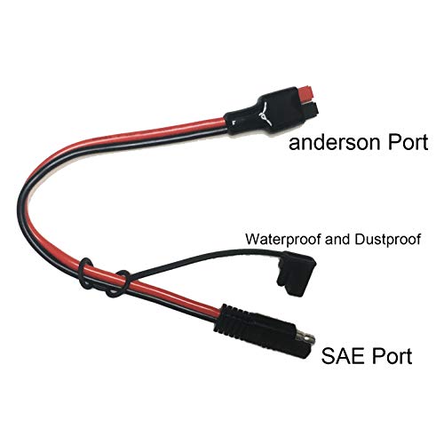 NEWZINIU with Waterproof and Dustproof Cover SAE TOandersonPort Adapter 12AWG Cable，for Pre-Wired RV Boat Charge Battery Solar Panel-30cm/0.98ft
