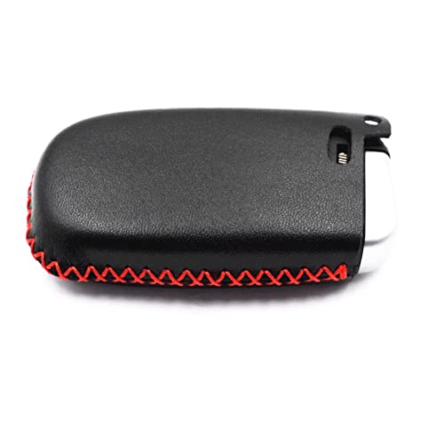 WFMJ Leather 5 Buttons Smart Key Fob Case Cover for Dodge Journey Durango Challenger Charger Jeep Grand Cherokee Chrysler 300 (Black)