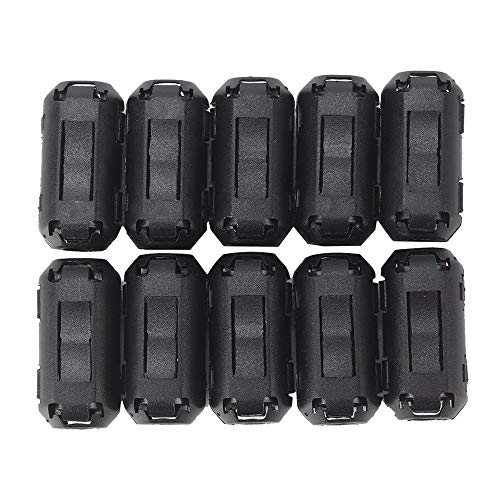 On Clamp Clip RFI Noise Ferrite Filters Black for 5mm Core Cable 10Pcs Other Aux Adapter for Car (Black, One Size)