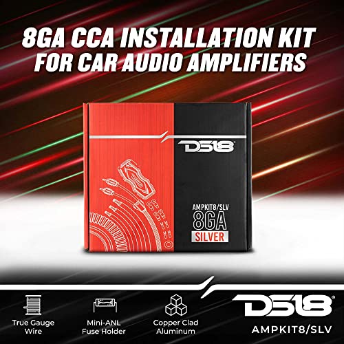 DS18 AMPKIT0 β 8GA CCA Installation Kit for Car Audio Amplifiers - True Gauge Wire - Complete Amplifier Installation Wiring Kit with Fuse Holder 60A