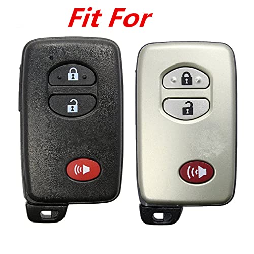 WFMJ Leather for Toyota 4Runner Avalon Camry Corolla Land Cruiser Venza RAV4 Subaru BRZ Remote 3 Buttons Key Case Holder Cover Fob Chain (Black)