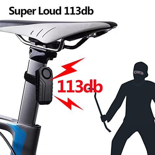 Upgraded Bike Alarm Waterproof with Remote, Vibration Motorcycle Bicycle/Door Burglar Alarm, Prevent Robbery and Door Prying, 113dB Loud, Adjustable Sensitivity, Scooter Accessories Vibration Sensors