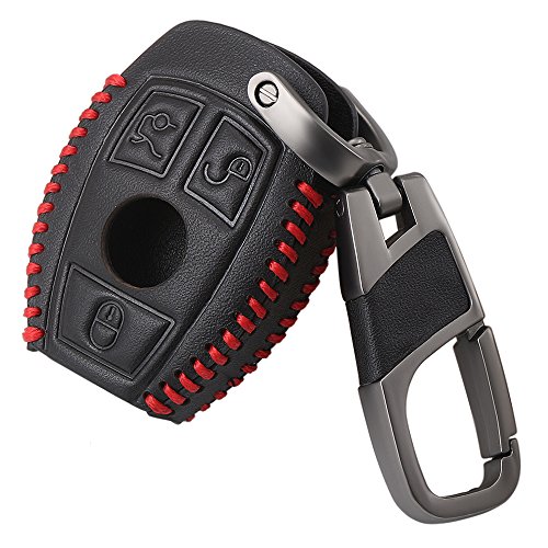 Smart 3button Leather Key Cover Bag Fob Shell Car Key Cases Fit For Mercedes Benz W203 W205 W210 W211 W212 W124 Accessories Red