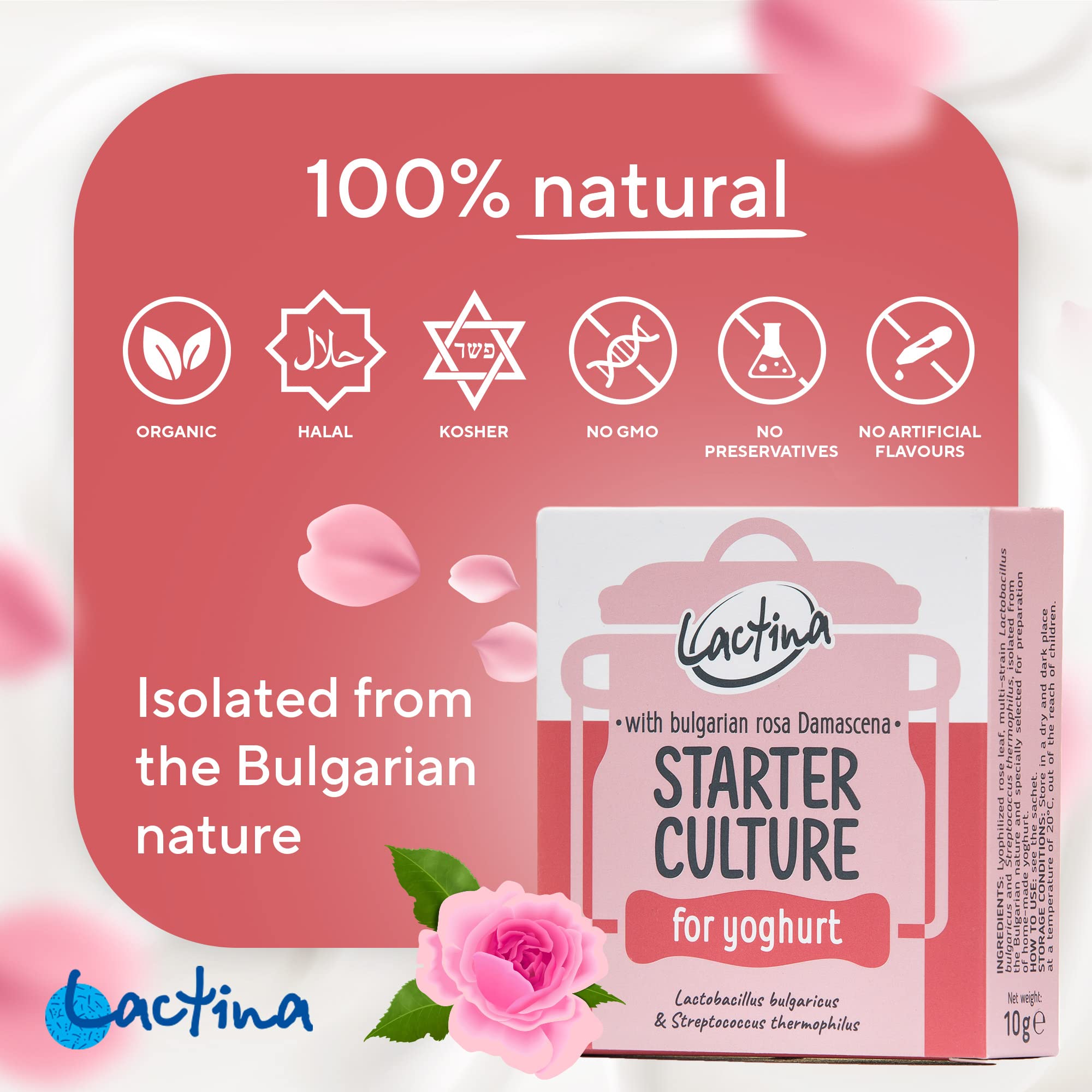 Bulgarian Yogurt Starter Culture Natural Probiotic Yogurt Culture Starter Homemade Yoghurt Starter 10 Liters Lactobacillus bulgaricus (Rose)