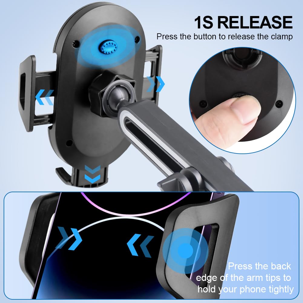 Geekstop Car Suction Cup Cell Phone Mount, Universal Car Phone Mount, Secure Cell Holder for Car, Adjustable Car Phone Holder Windshield/Dashboard Mount Fit for iPhone Samsung Android Smartphone
