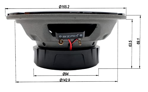BZRK Audio 6.5" Car Speakers Pair 60 Watts RMS/160 Watts Max (Each) MCX-160 Point Source Coincident Coaxial