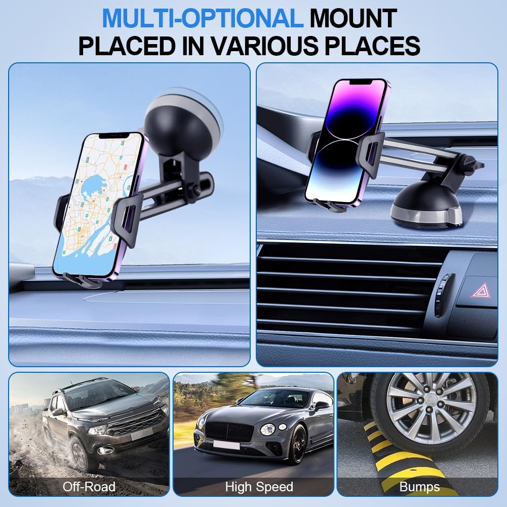 Geekstop Car Suction Cup Cell Phone Mount, Universal Car Phone Mount, Secure Cell Holder for Car, Adjustable Car Phone Holder Windshield/Dashboard Mount Fit for iPhone Samsung Android Smartphone